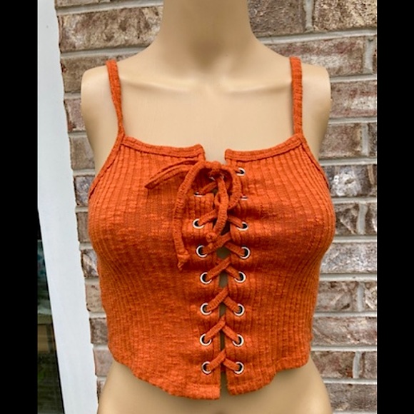 Forever 21 | Tops | Forever 2 Rustorange Lace Up Cami Crop Too | Poshmark